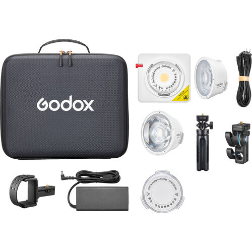 Godox ML100Bi Bi-Color Portable LED Light (36° Lens & Power Bank Holde ...